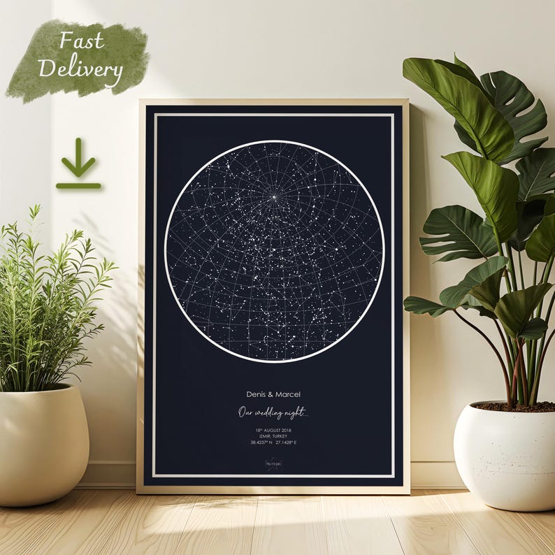 Personalized Digital Star Map, Anniversary Gift From the Night We Met ...