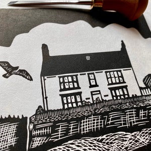 Linocut Print 'seagull Cottage' Original Lino Print Coastal Holiday ...