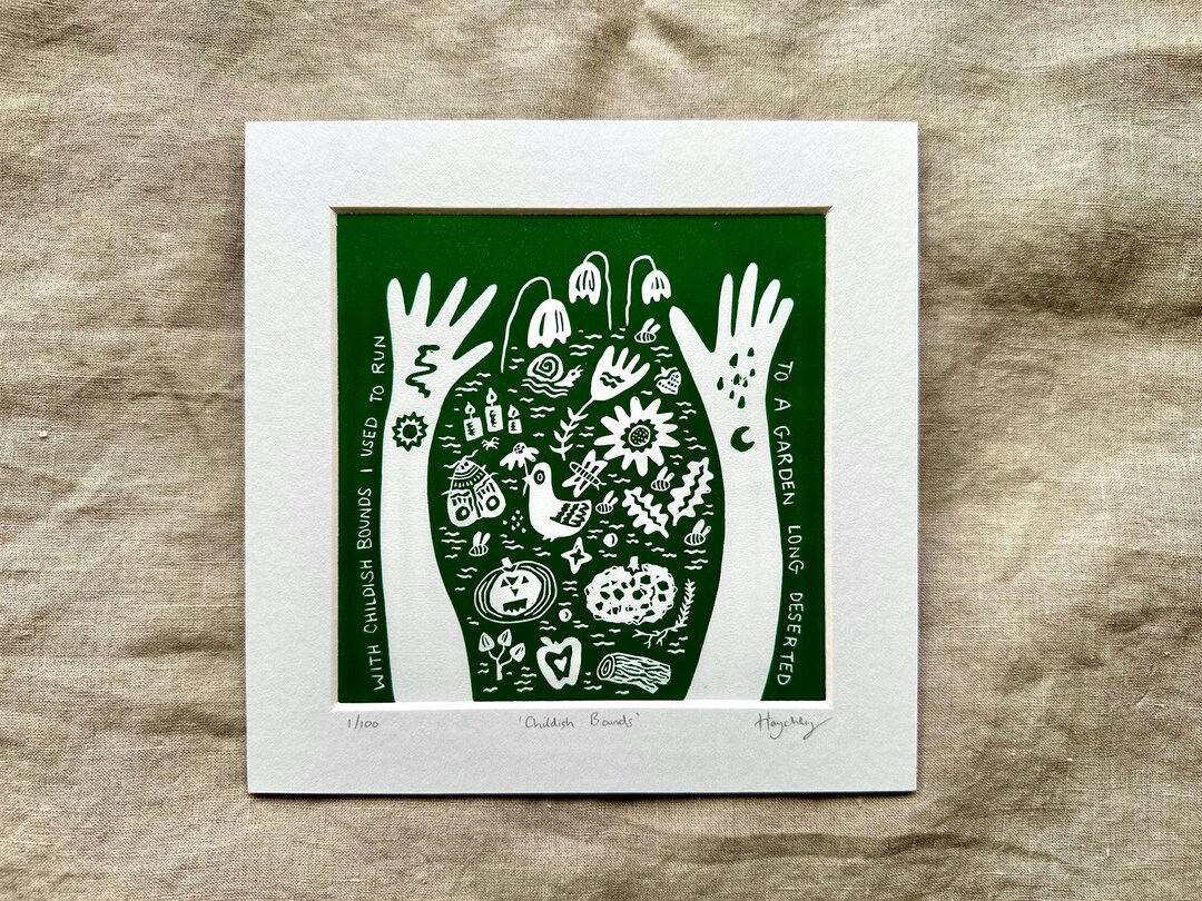 Nature Hands Linocut Print With Poem Art Celebrating the Seasons - Etsy