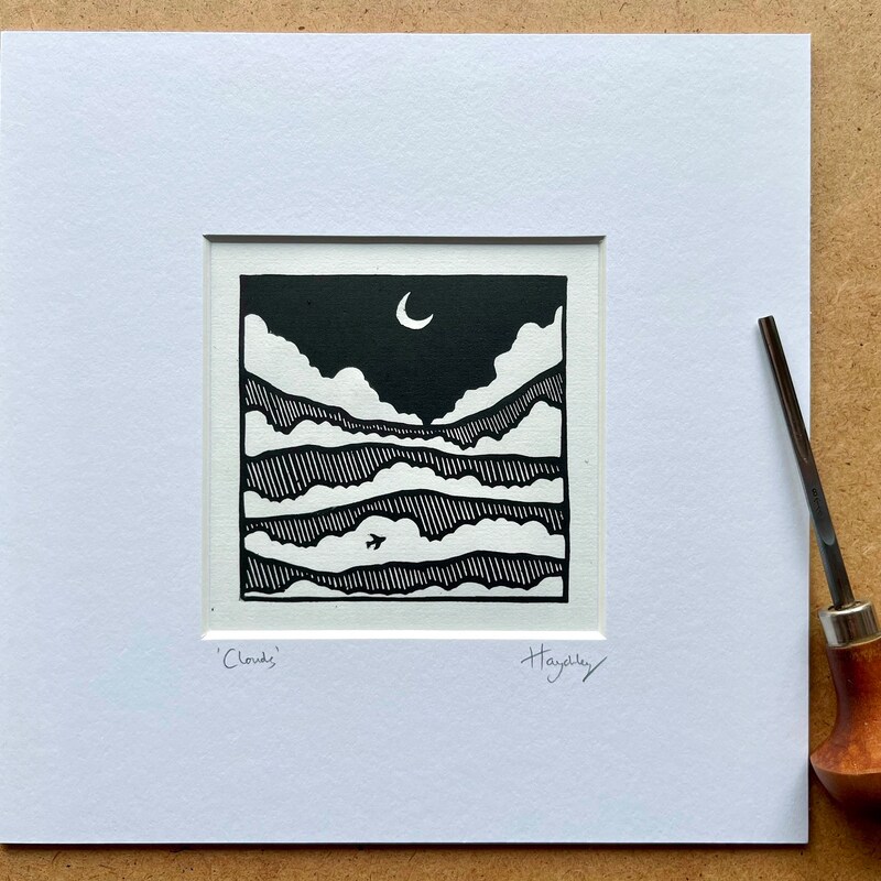 Linocut Landscape - Etsy