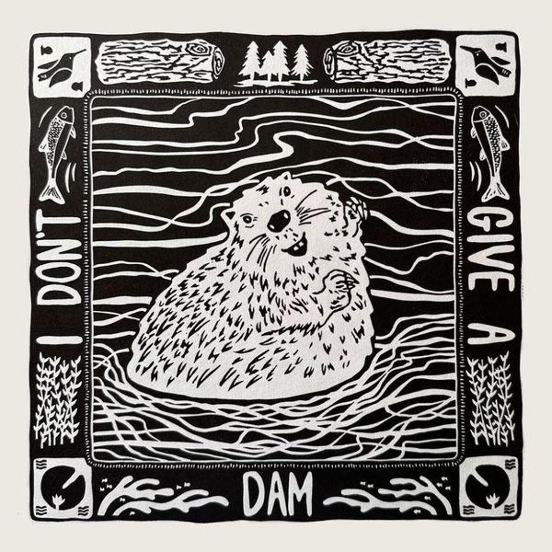 Beaver Cheeky Linocut Print Quote Limited Edition Art - Etsy