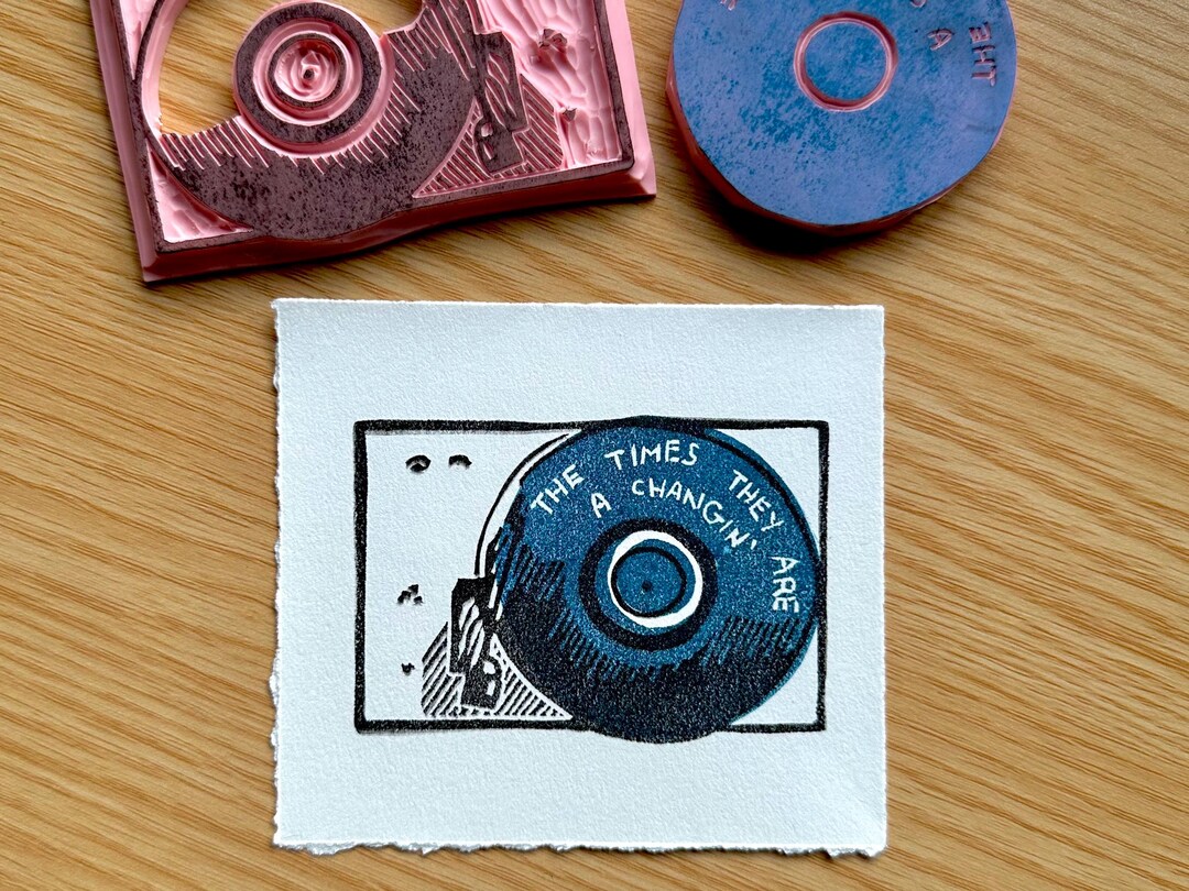 Vinyl Record Quote Linocut Print Stamp - Etsy