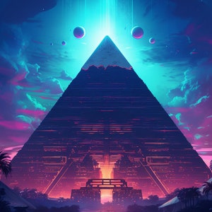 Retro Synthwave Pyramids - Etsy