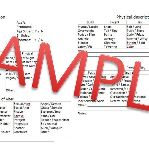 DID/OSDD System Folder Sheets dissociative Identity Disorder - Etsy