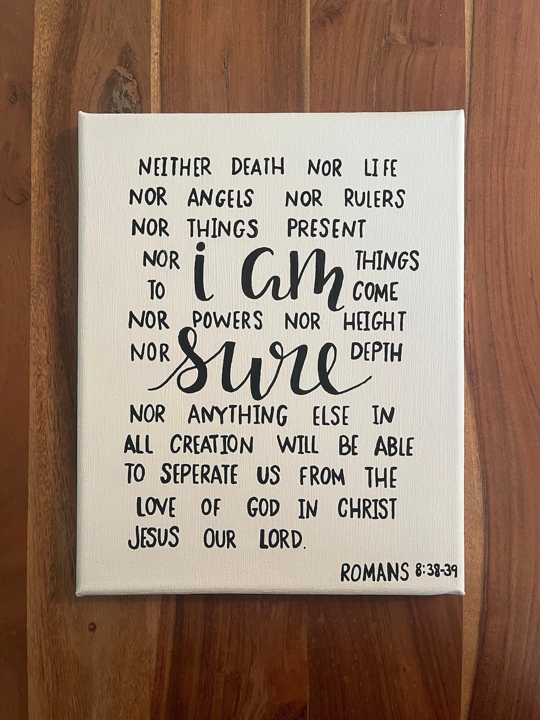 Bible Verse Calligraphy Wall Art Romans 8:38-39 - Etsy