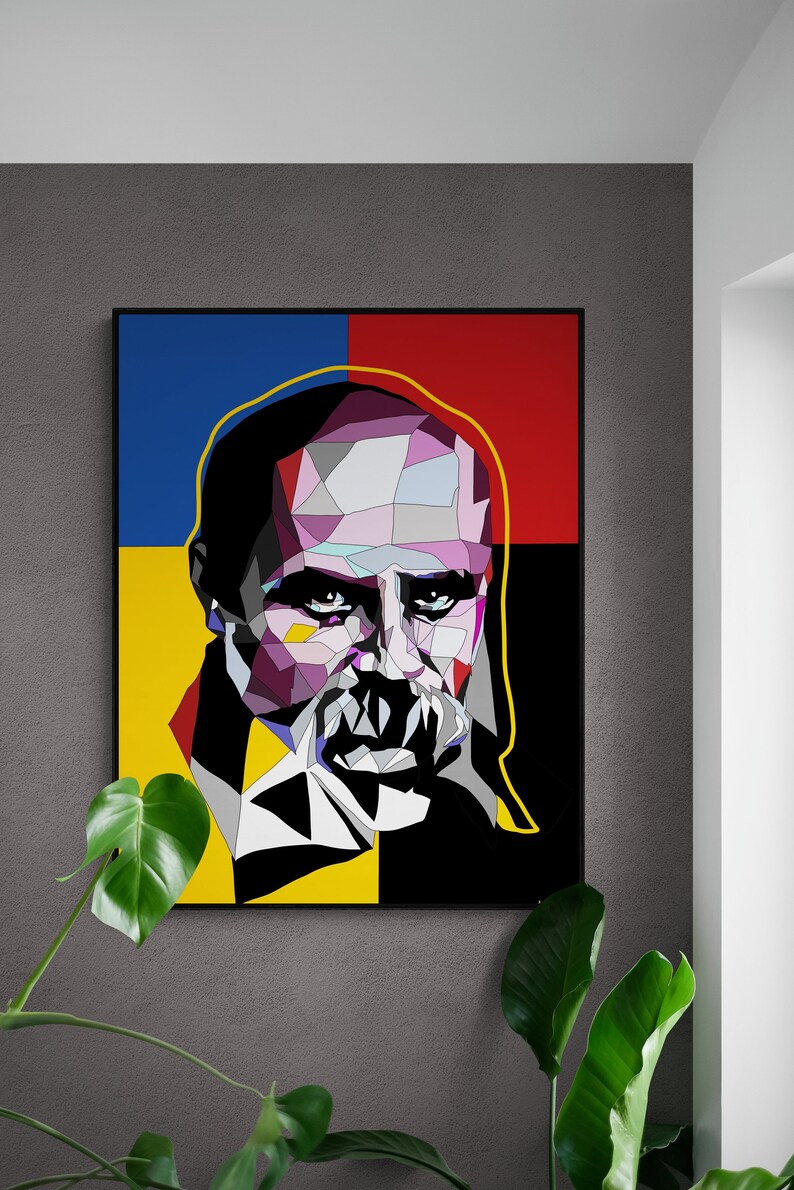 Taras Shevchenko Portrait, Pop Art, Digital File, Geometric Art, Poster ...