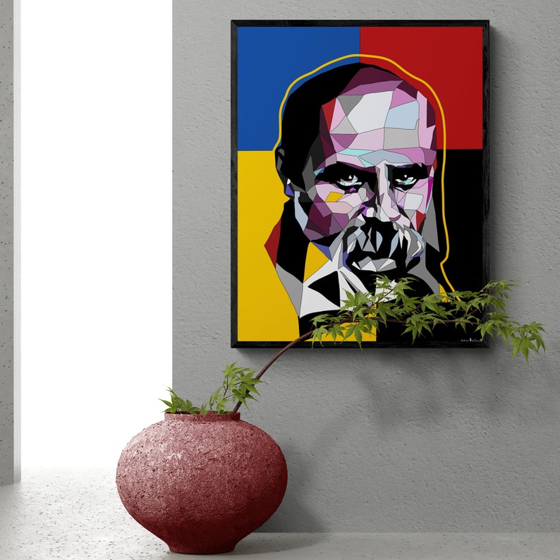 Taras Shevchenko Portrait, Pop Art, Digital File, Geometric Art, Poster ...