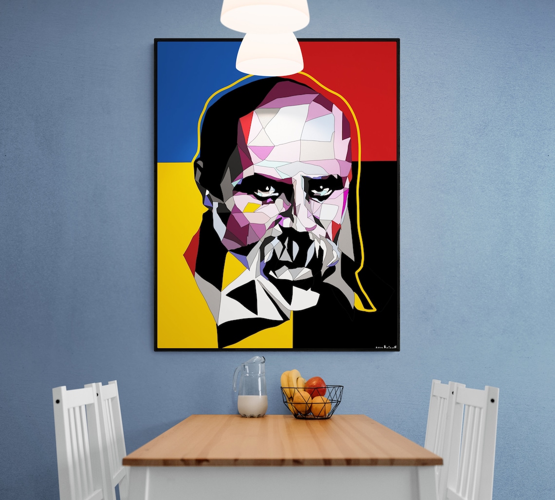 Taras Shevchenko Portrait, Pop Art, Digital File, Geometric Art, Poster ...