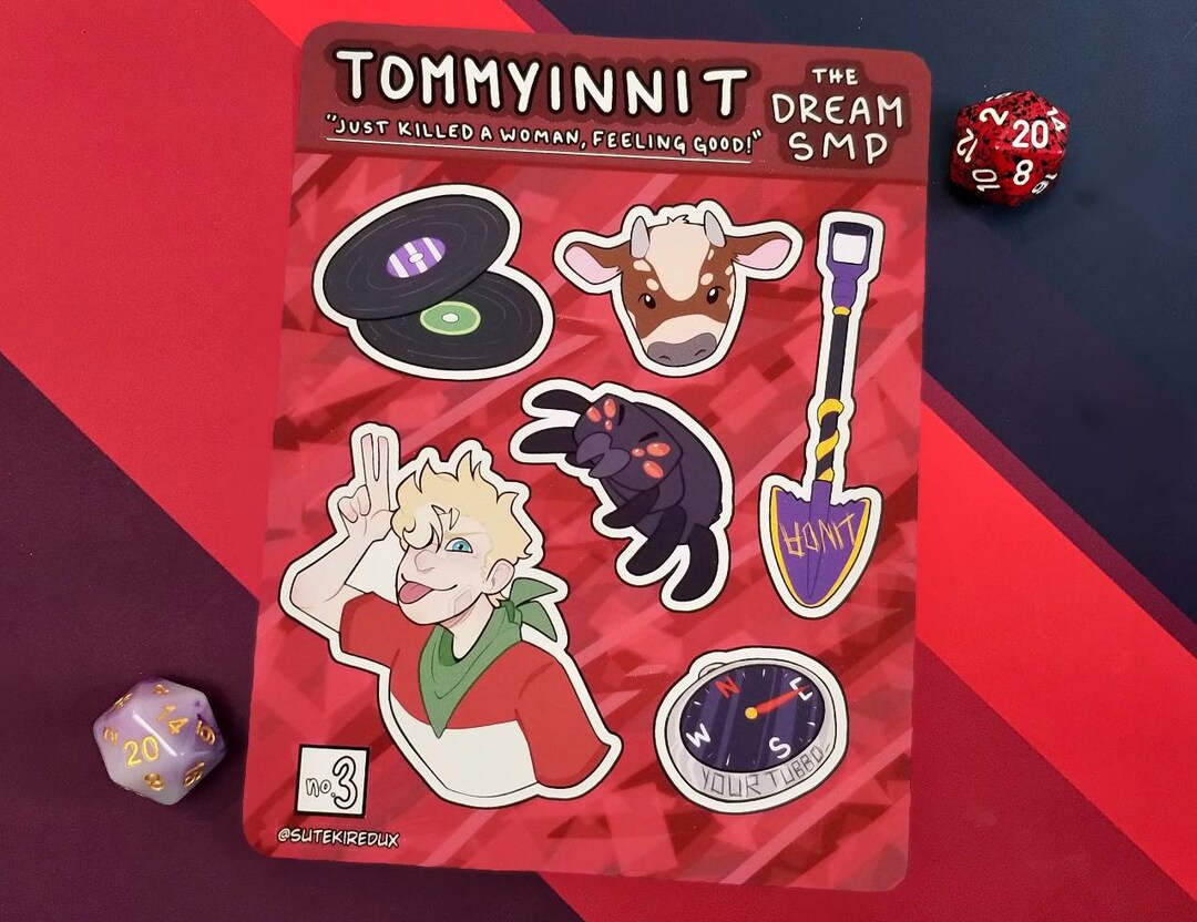 Tommyinnit Sticker Sheet Dream SMP / DSMP L'manberg, Pogtopia, Tubbo ...