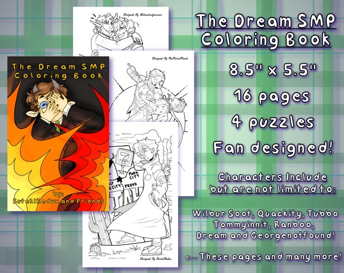 Fan-made Dream SMP Coloring Book! | DSMP | Wilbursoot, Quackity, Tubbo ...