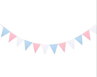 Pink Blue Bunting | Etsy