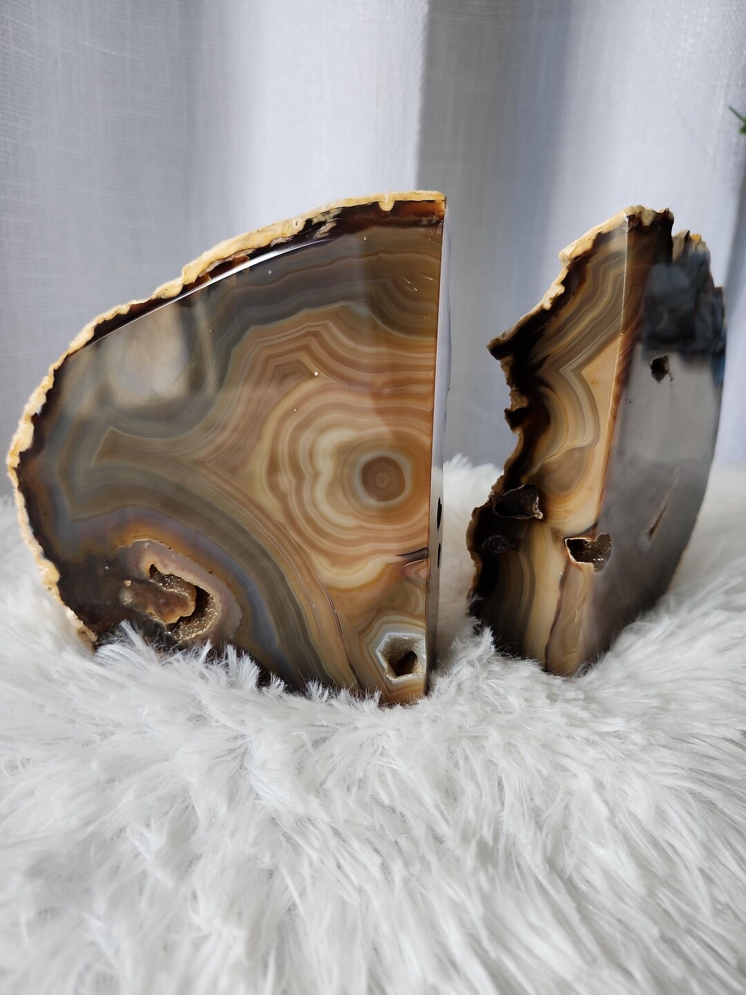 Agate Geode 5.3lb Rough Edge Crystal Book End Decor Set | Balance ...