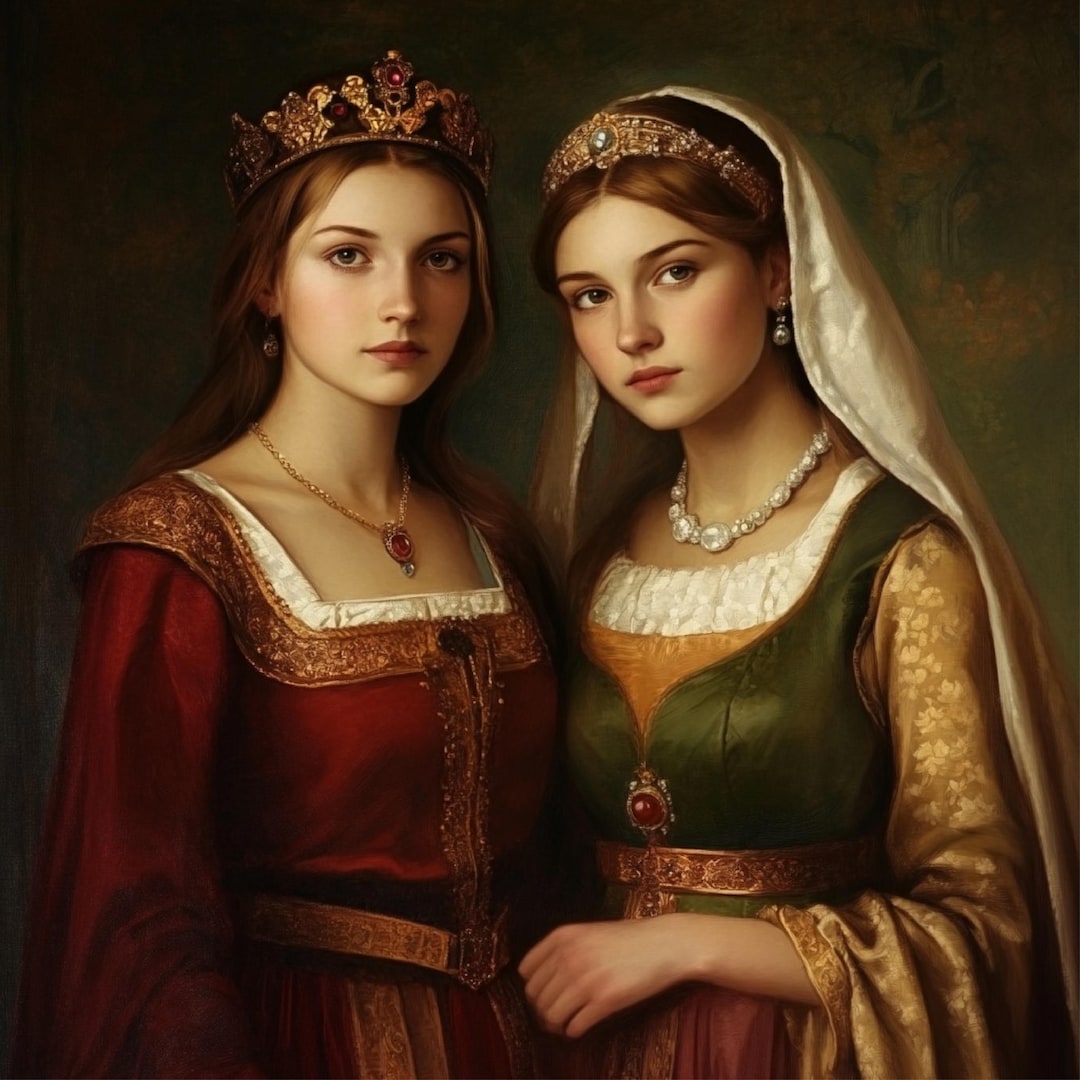 Paired Female Royal Portrait, Custom Royal Portrait From Photo ...