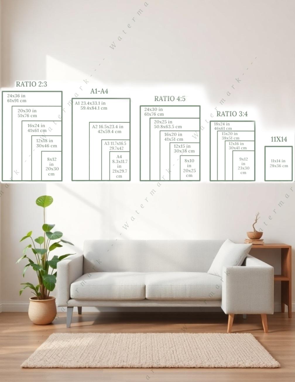 Artist Image Size Chart - Wall Art Poster Ratio - Paper Size Guide - Portrait Landscape Frame ...