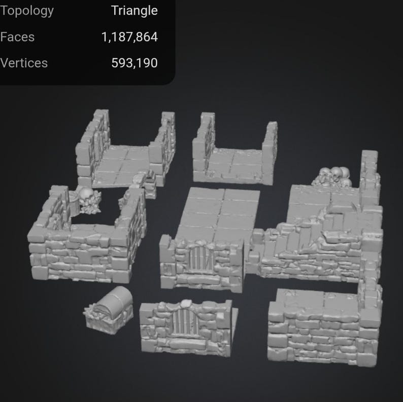 Terrain Fantasy Dungeon Set - 3D Printable Tiles - 3D STL File - TRPG ...