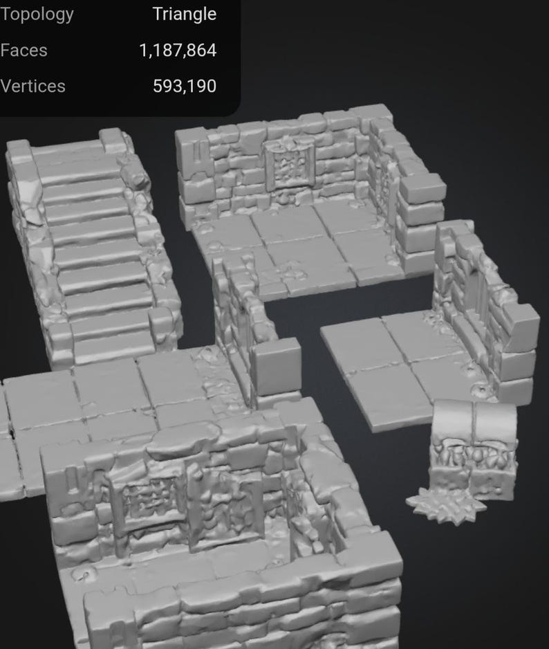 Terrain Fantasy Dungeon Set - 3D Printable Tiles - 3D STL File - TRPG ...