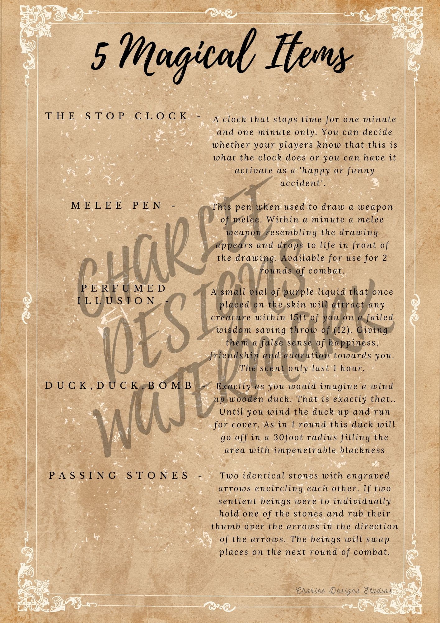 Printable Magical Items List for Your DND Dungeons & Dragons RPG Game ...