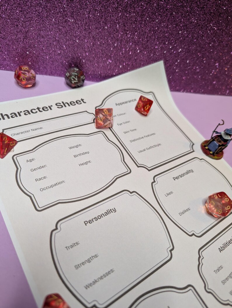 Printable Character Sheet in Portrait - DND / Dungeons / TTRPG - Etsy