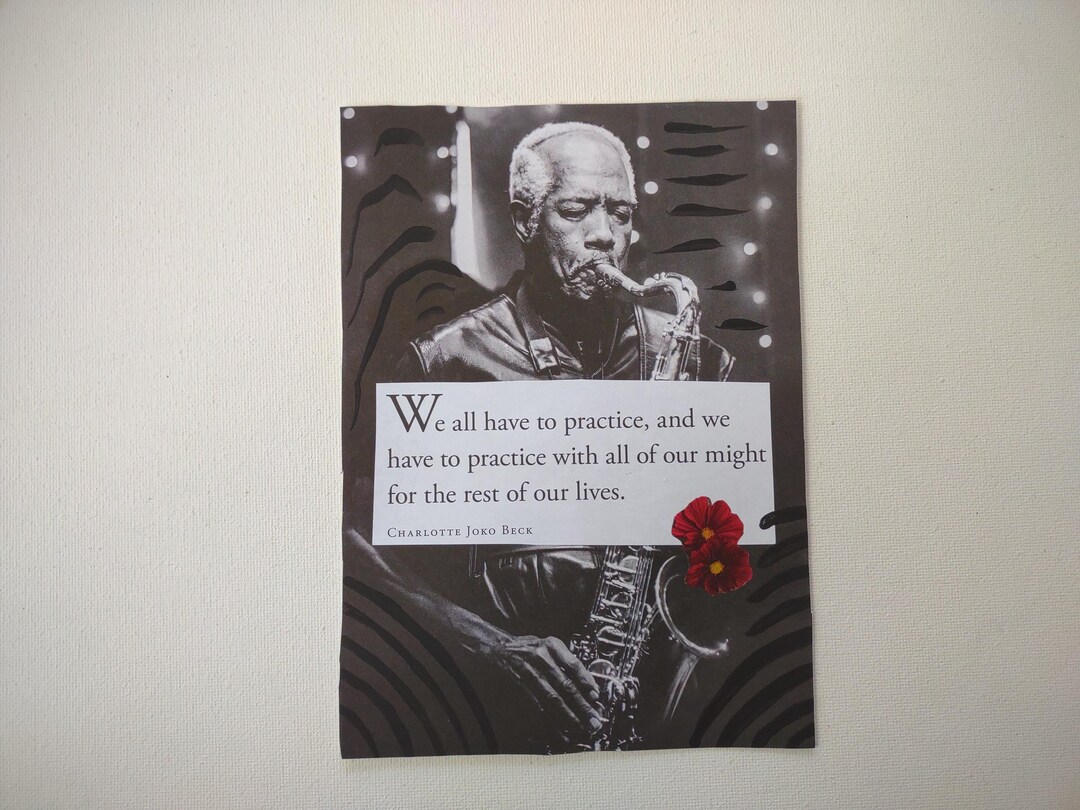 Musician Practicing Collage Motivational Postcard - 5x7 Inches Black ...