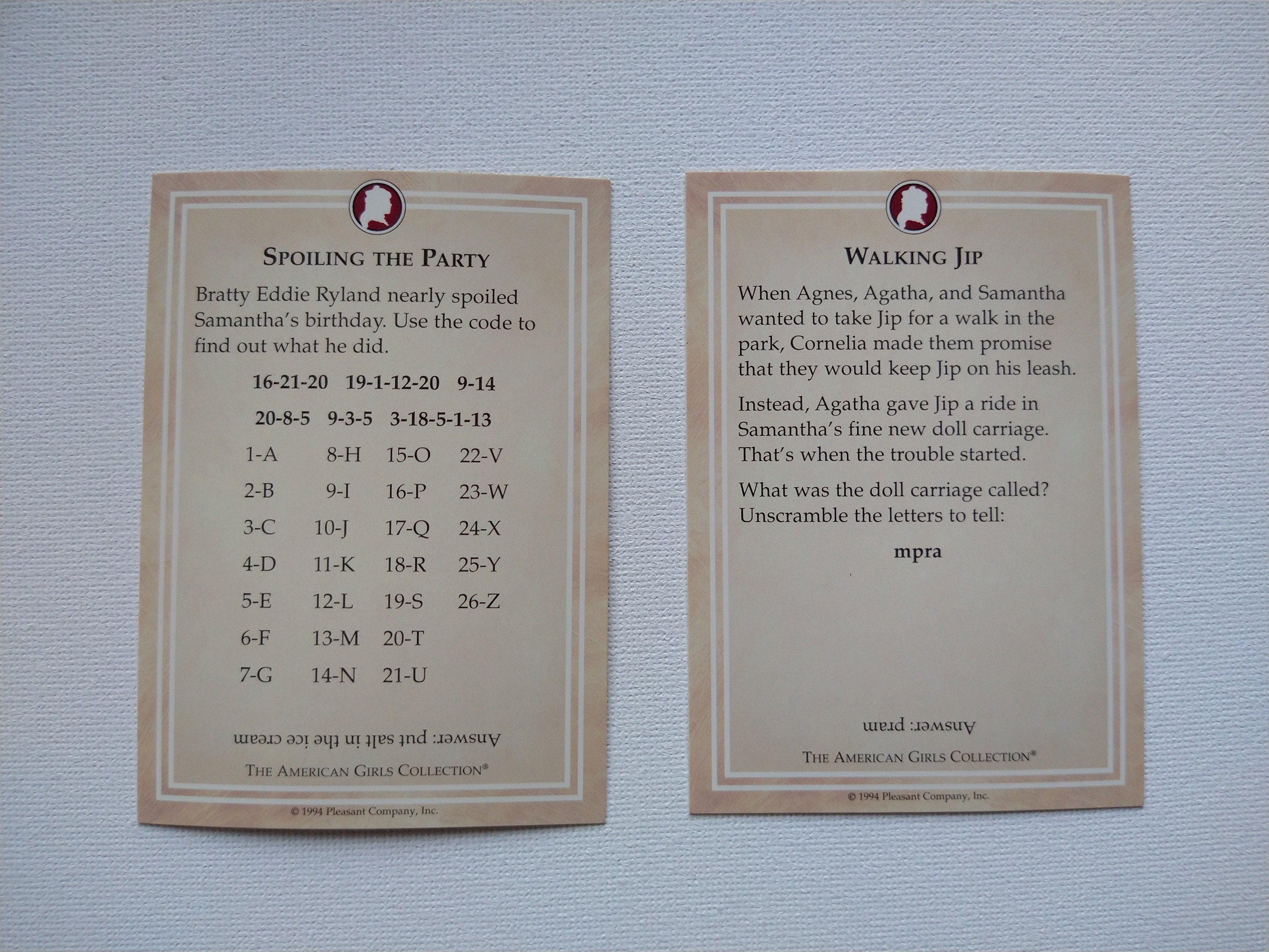 Happy Birthday Samantha: American Girls Vintage Trading Cards (original ...