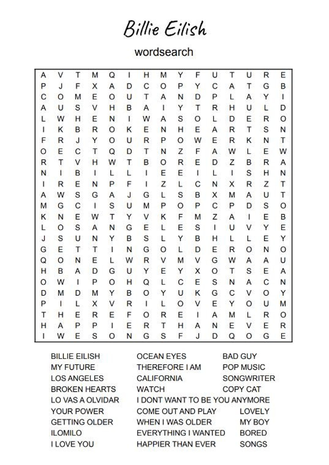 30 Printable Music Word Searches and 2 Music Crossword Puzzles for ...