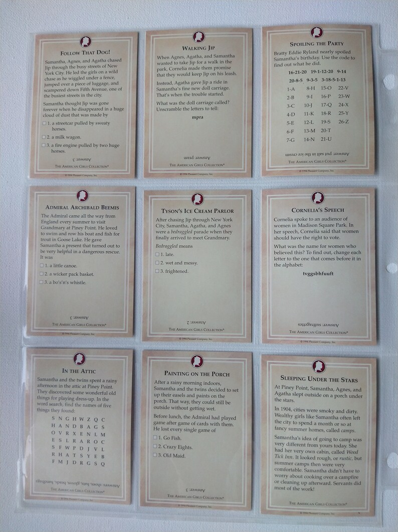 Happy Birthday Samantha: American Girls Vintage Trading Cards - Etsy