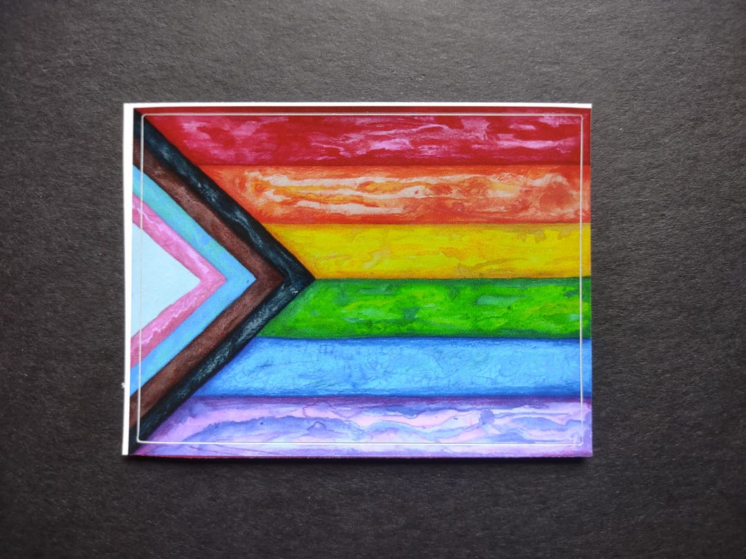 Progress Pride Flag Vinyl Decals (in Two Sizes), Handmade Watercolor ...