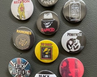 X10 - 1" Rock Band Buttons, 80's, Metal, Alternative - Etsy