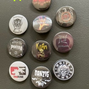 X10 - 1" Rock Band Buttons, 80's, Metal, Alternative - Etsy