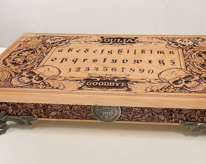 Ouija Board With Demons and Skulls Wooden Carving Luxury Edition, Wood ...