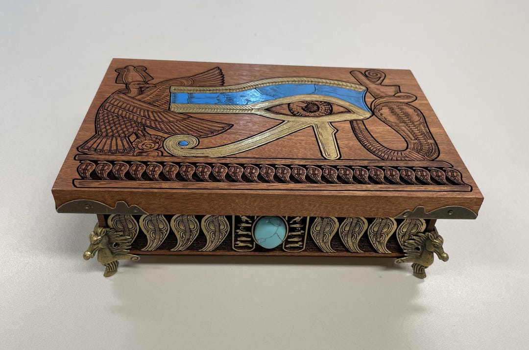 Hand Painted Eye of Horus Egyptian Tarot Box Wood Engraved ,oracle Deck ...