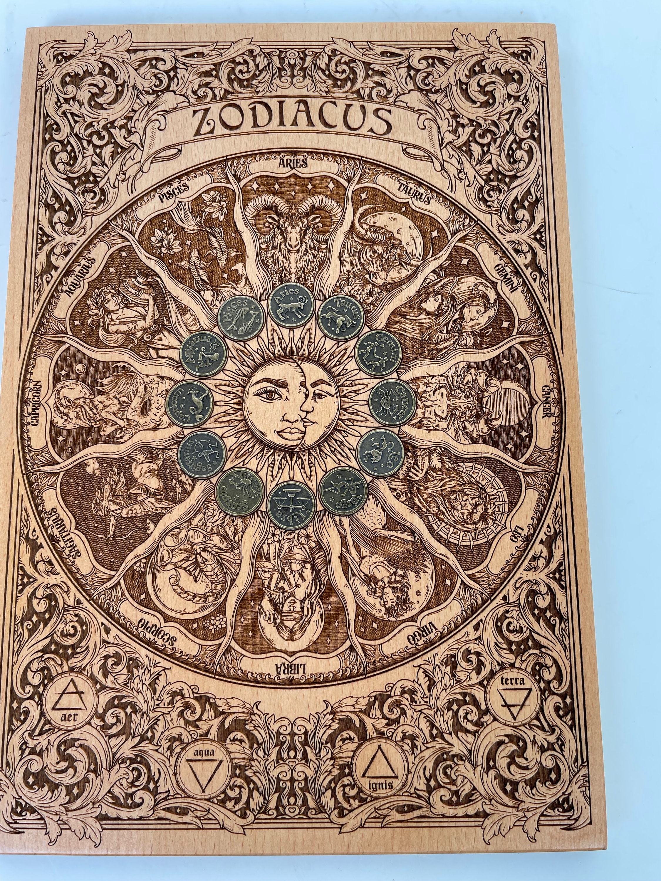 Wheel of the Year , Zodiac Wall Decor, With Alchemy Horoscope Symbols ...