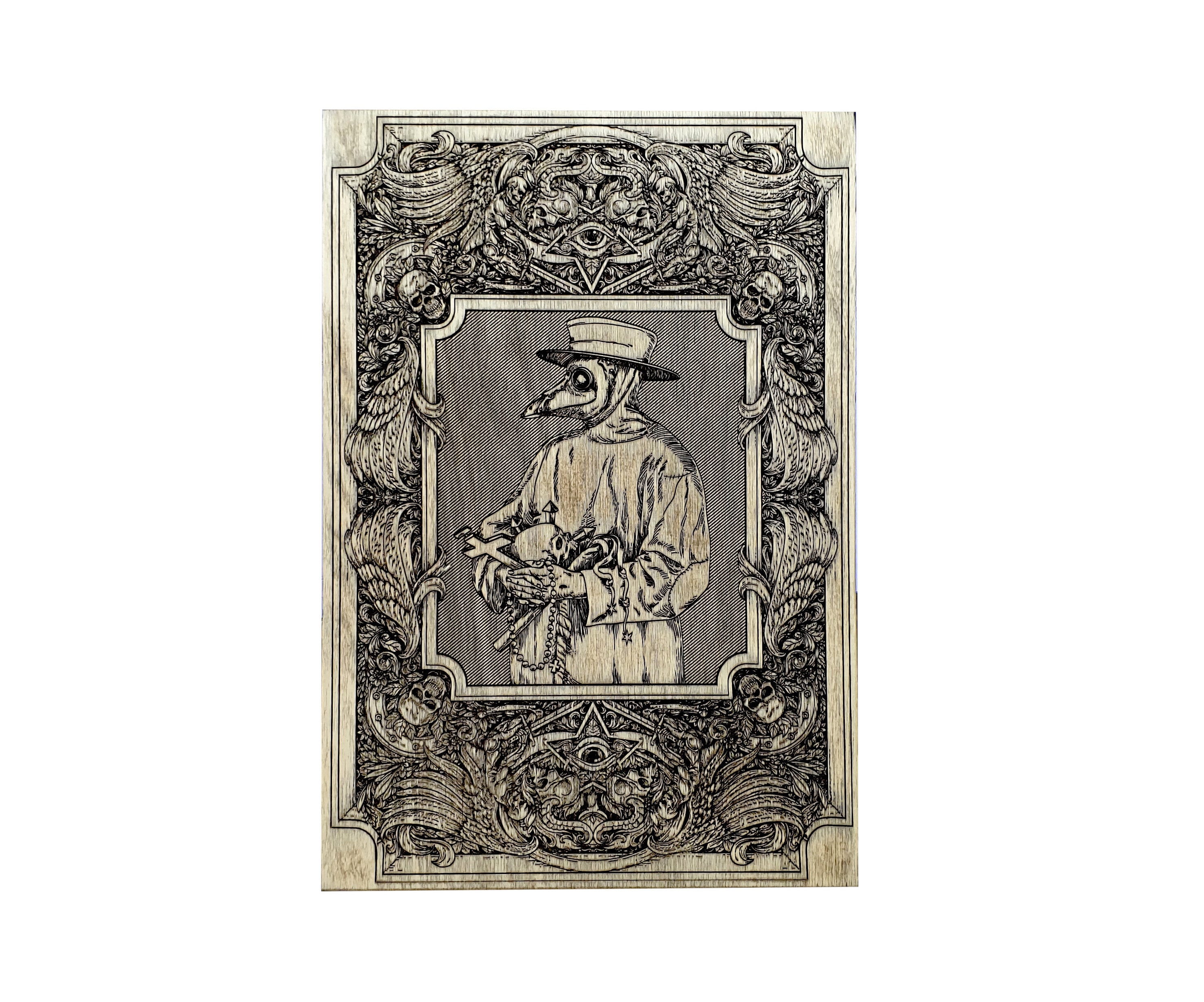 Plague Doctor Gothic Home Wall Decor Engraved on Wood and Hand Painted ...