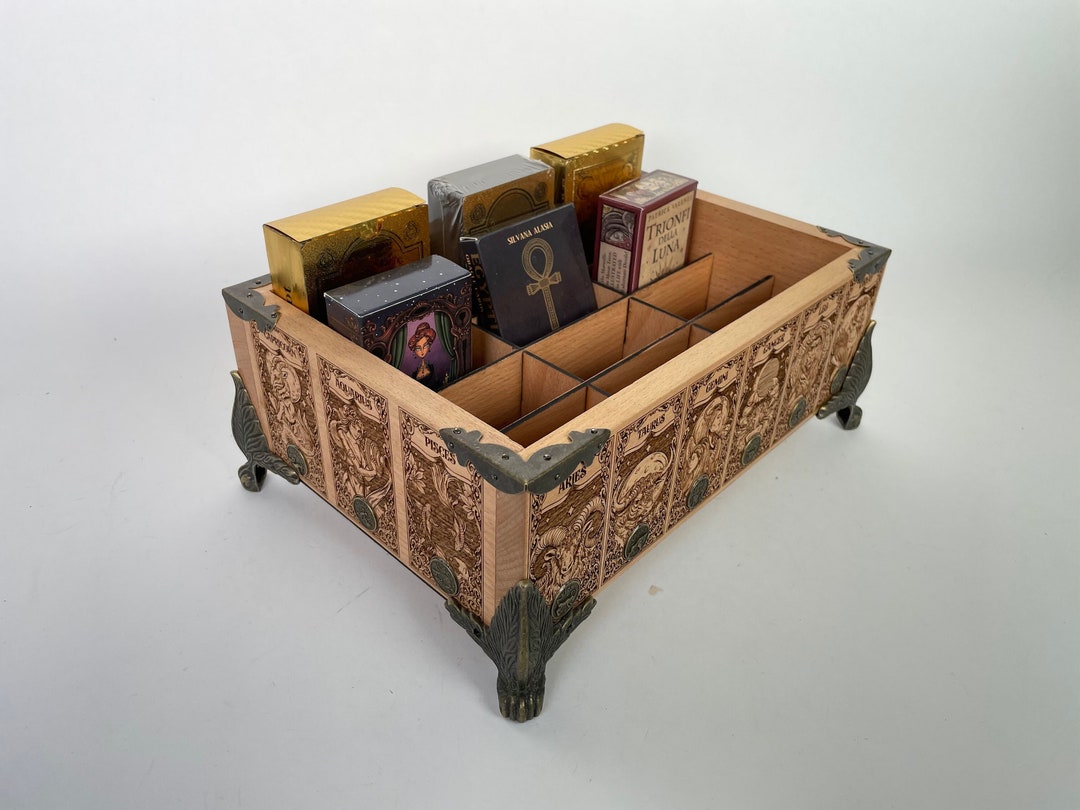 Tarot and Oracle Deck Organizer for Multiple Decks 12 Slots Engraved in ...