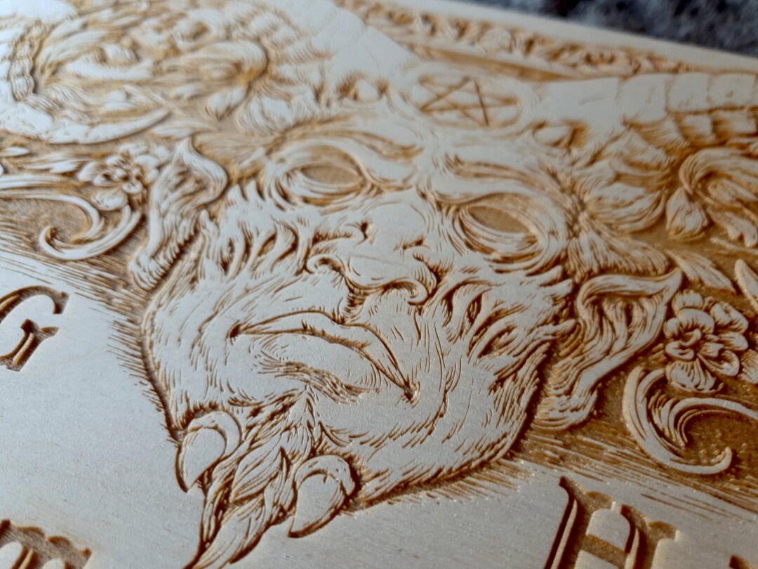 Ouija Board With Demon and Skulls, Spirit Board, Wooden Engraving ...
