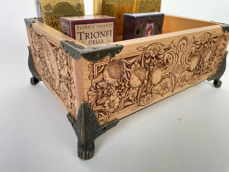 Wood Tarot Deck Holder 12 Slot Organizer for Multiple Decks Engraved ...