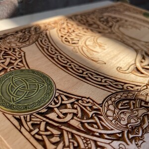 Altar Table Tree of Life Viking Engraved, Norse Wooden Ritual Table ...