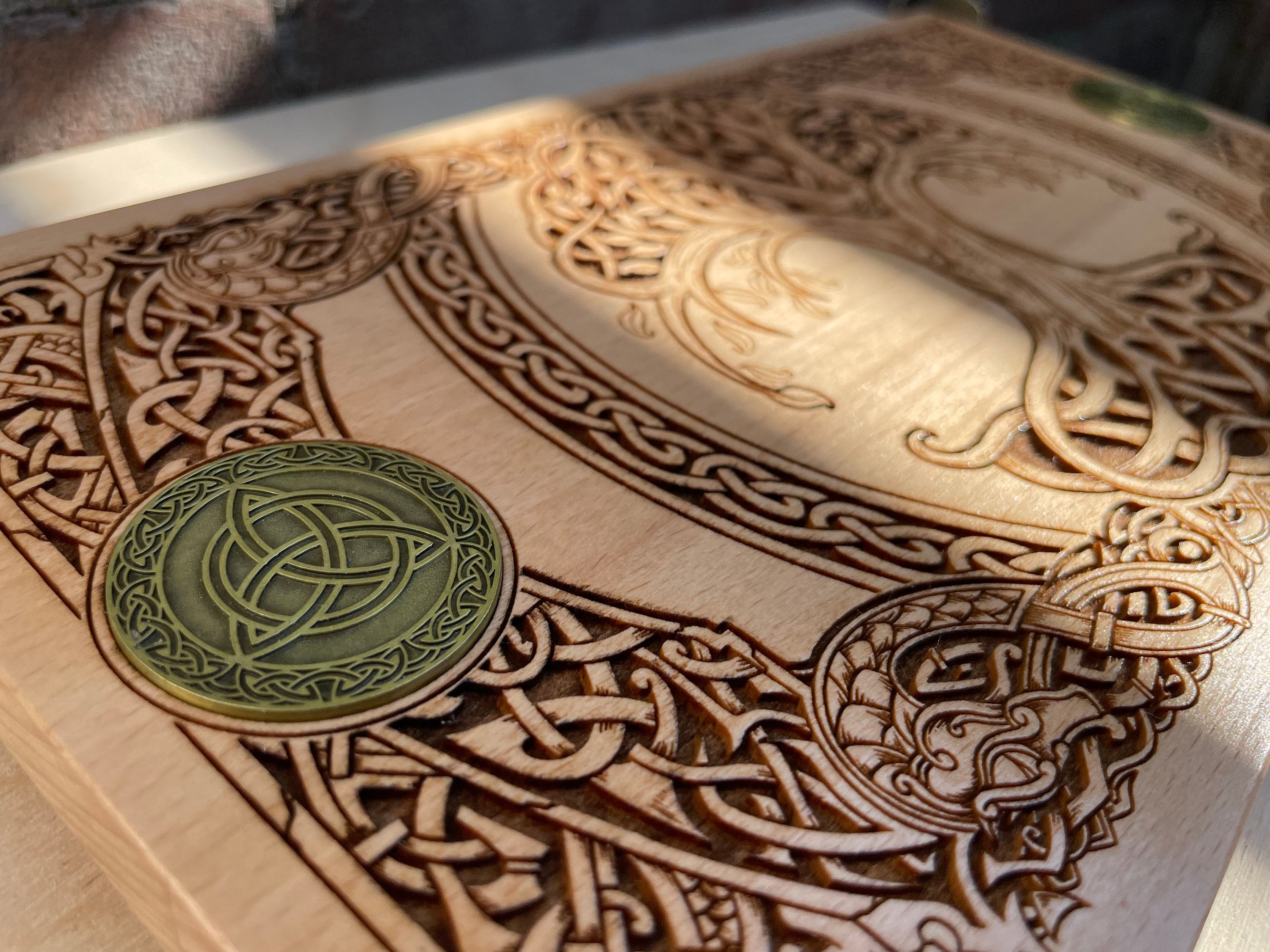 Altar Table Tree of Life Viking Engraved, Norse Wooden Ritual Table ...