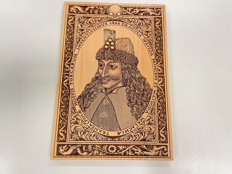 Dracula Vlad the Impaler Wood Wall Art – Engraved Beech Wood Gothic ...