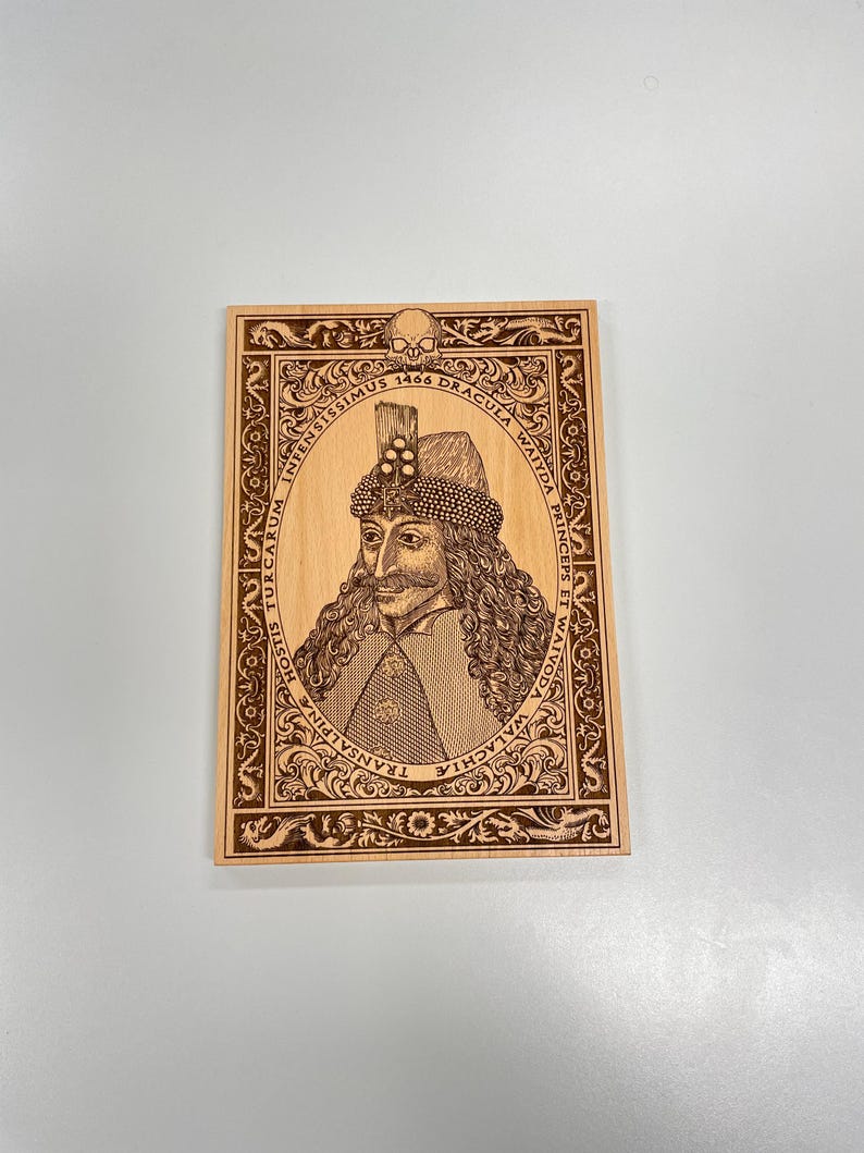 Dracula Vlad the Impaler Wood Wall Art – Engraved Beech Wood Gothic ...