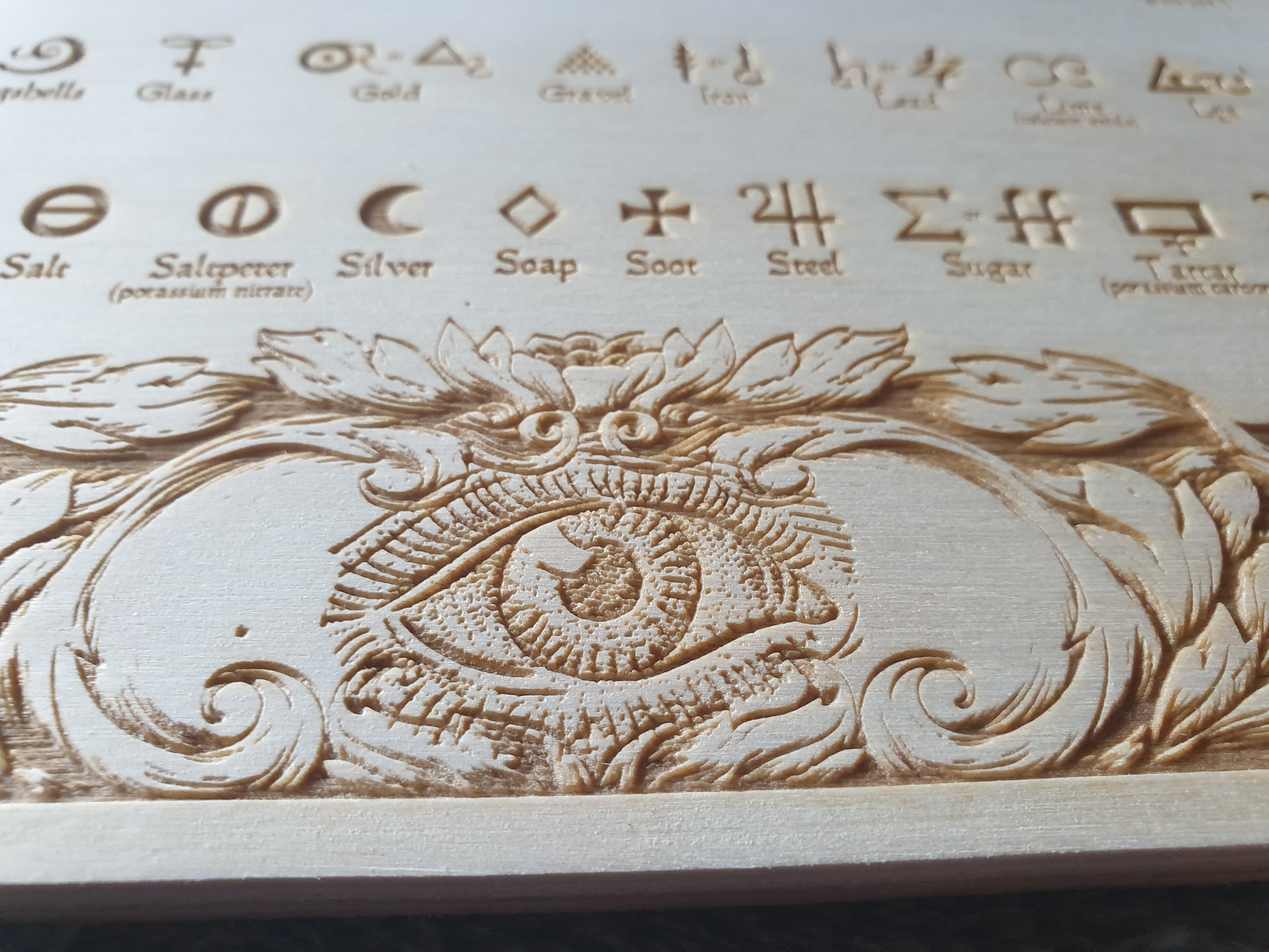 Alchemy Symbols Board Laser Engraved on Wood | Occult Sign | Halloween ...