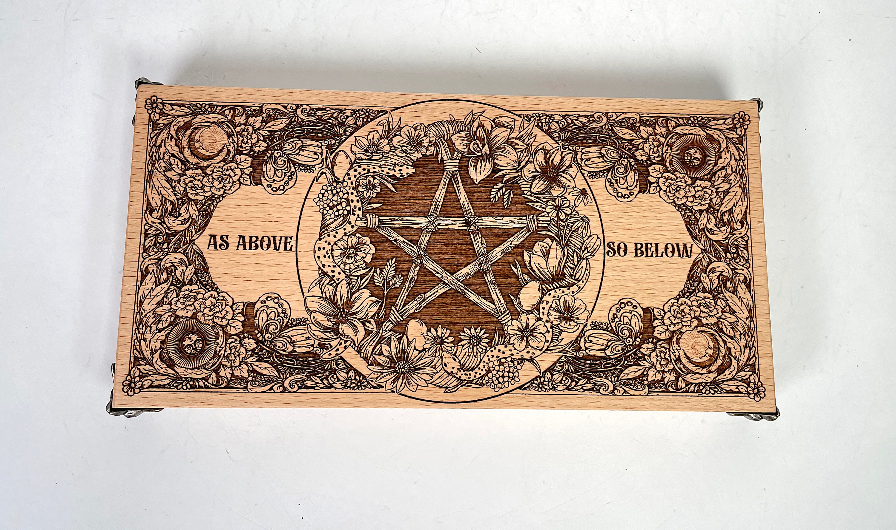 Wiccan Altar Table Pentagram , Ostara Altar Board Engraved, Beltane ...