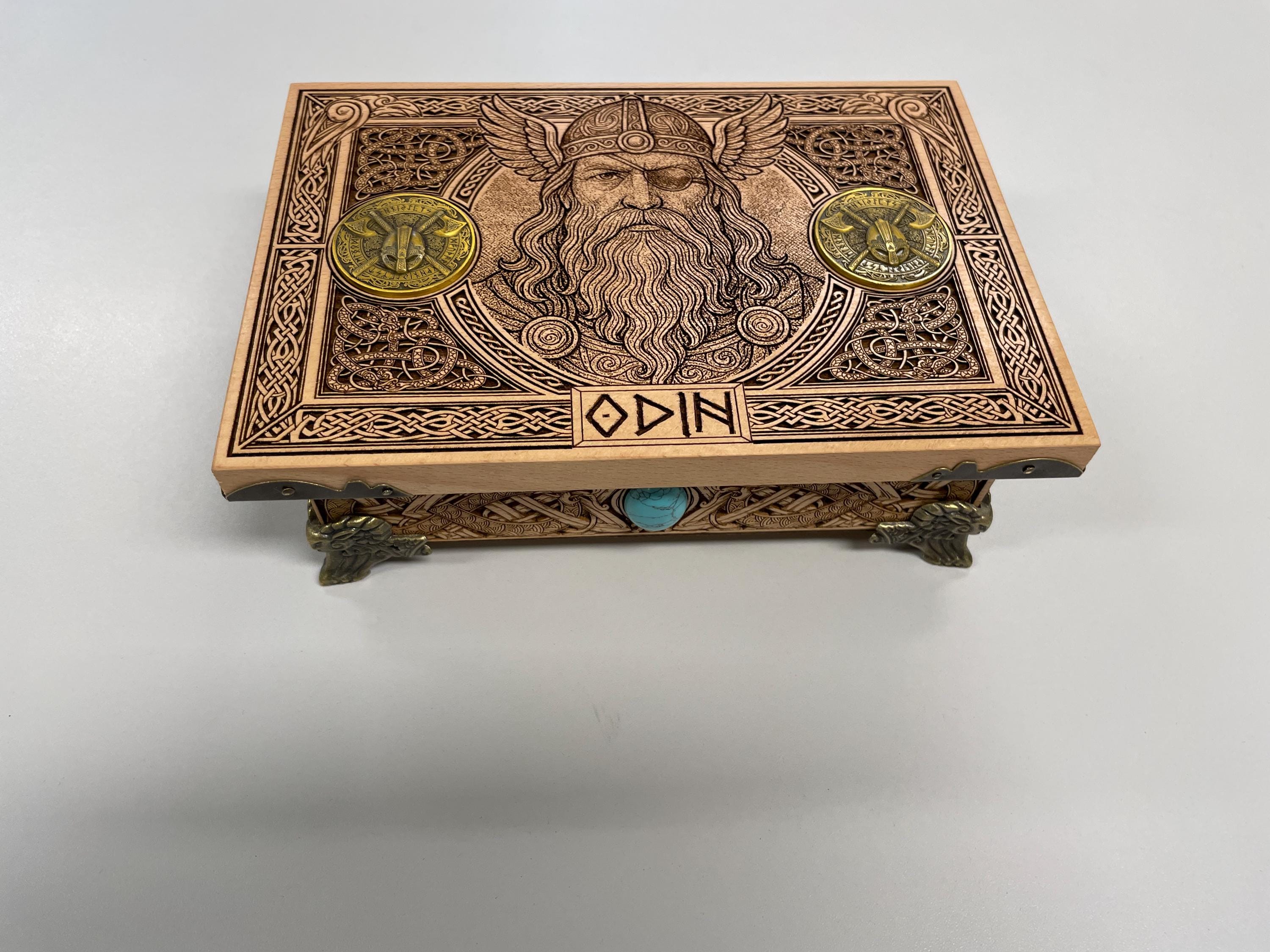 Odin Viking Altar Box • Norse God Engraved Wooden Chest • Celtic ...