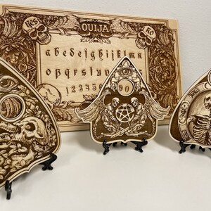 Planchette , SET OF 3 for Ouija Board With Demons and Skulls Wooden ...