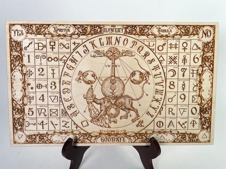 Ouija Board With Alchemy Symbols Kabbalah Planchette for Spiritualism ...