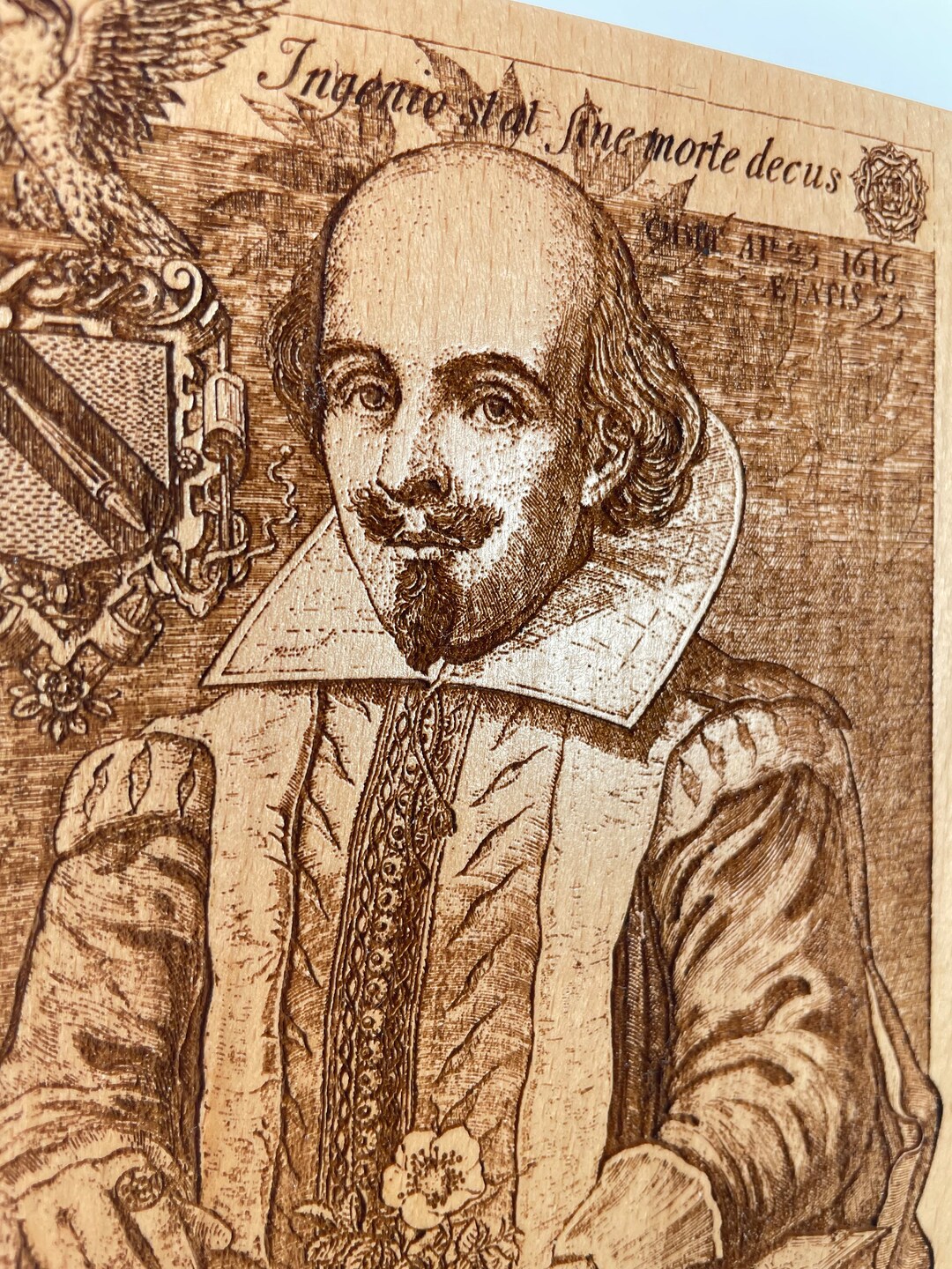 William Shakespeare Vintage Medieval Style Portrait Engraved on Wood - Etsy