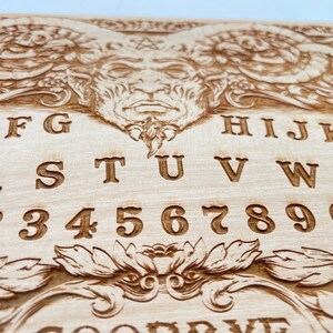 Ouija Board With Demon and Skulls, Spirit Board, Wooden Engraving ...