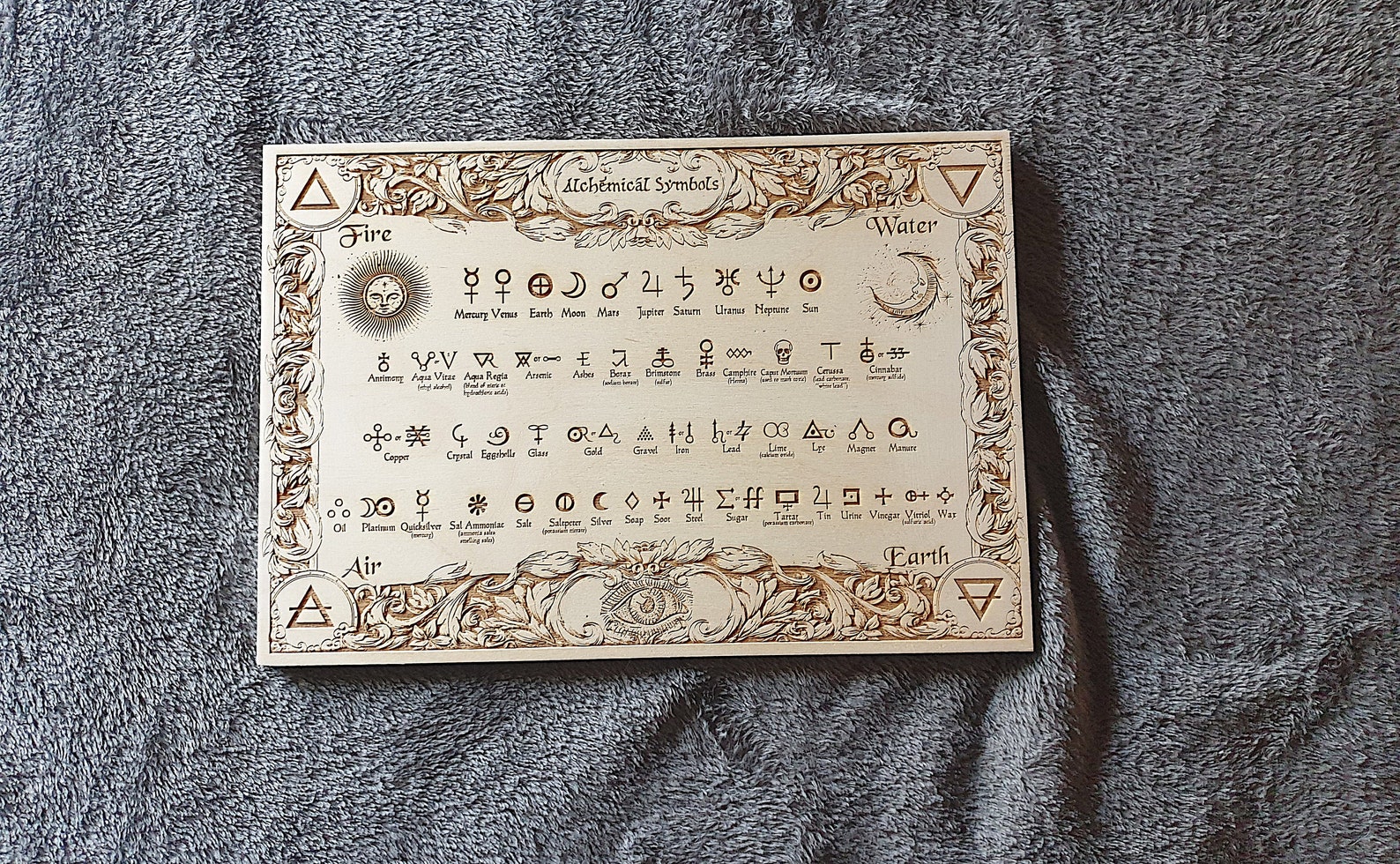Alchemy Symbols Board Laser Engraved on Wood Occult Sign - Etsy