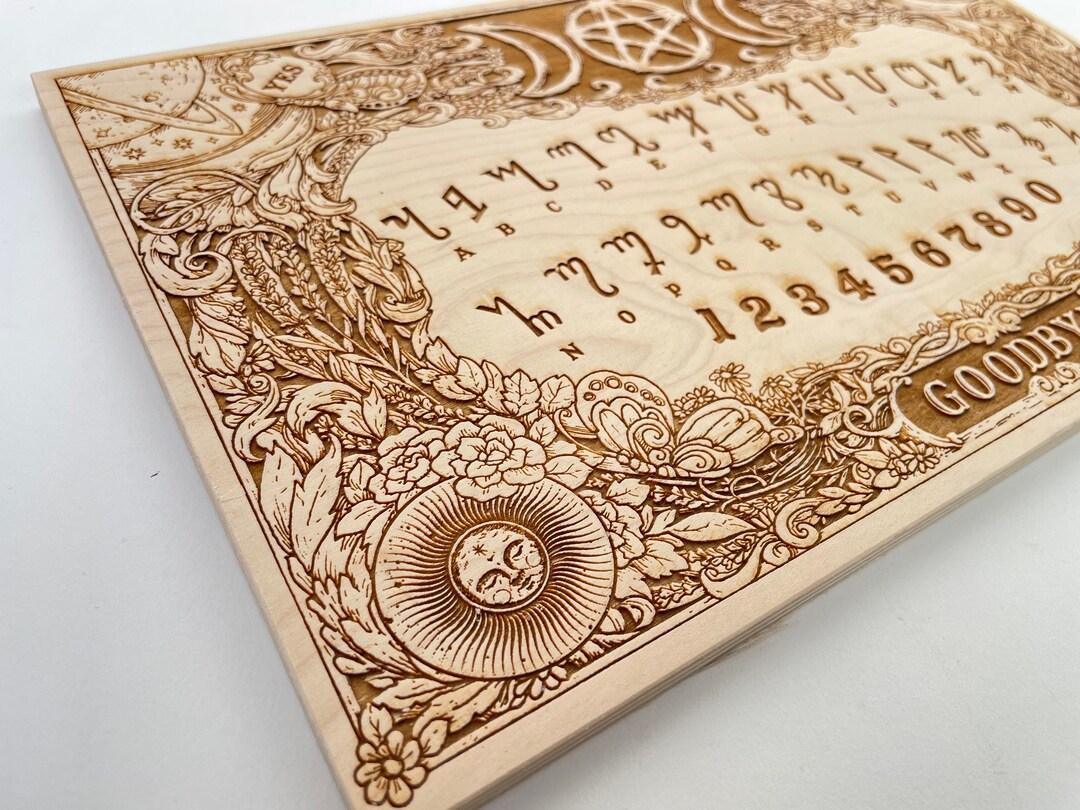 Witches Ouija Board Wood Engraved With Theban Witches Alphabet Alphabet ...