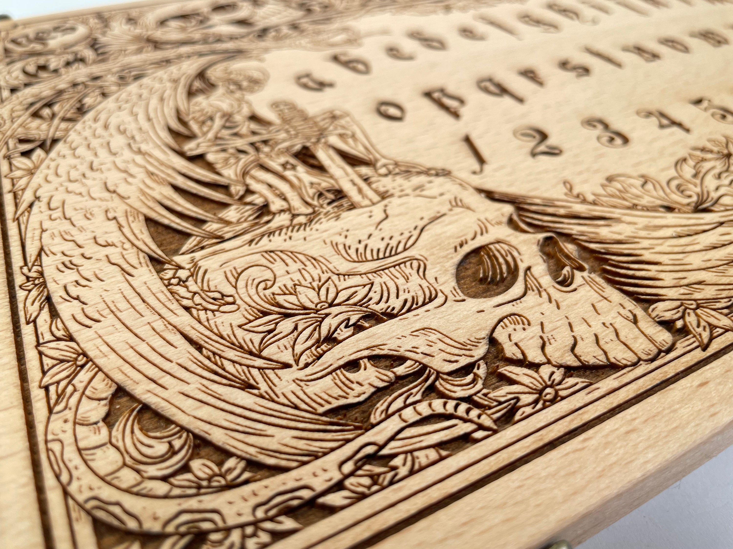 Ouija Board With Demons and Skulls Wooden Engraving Luxury Edition ...